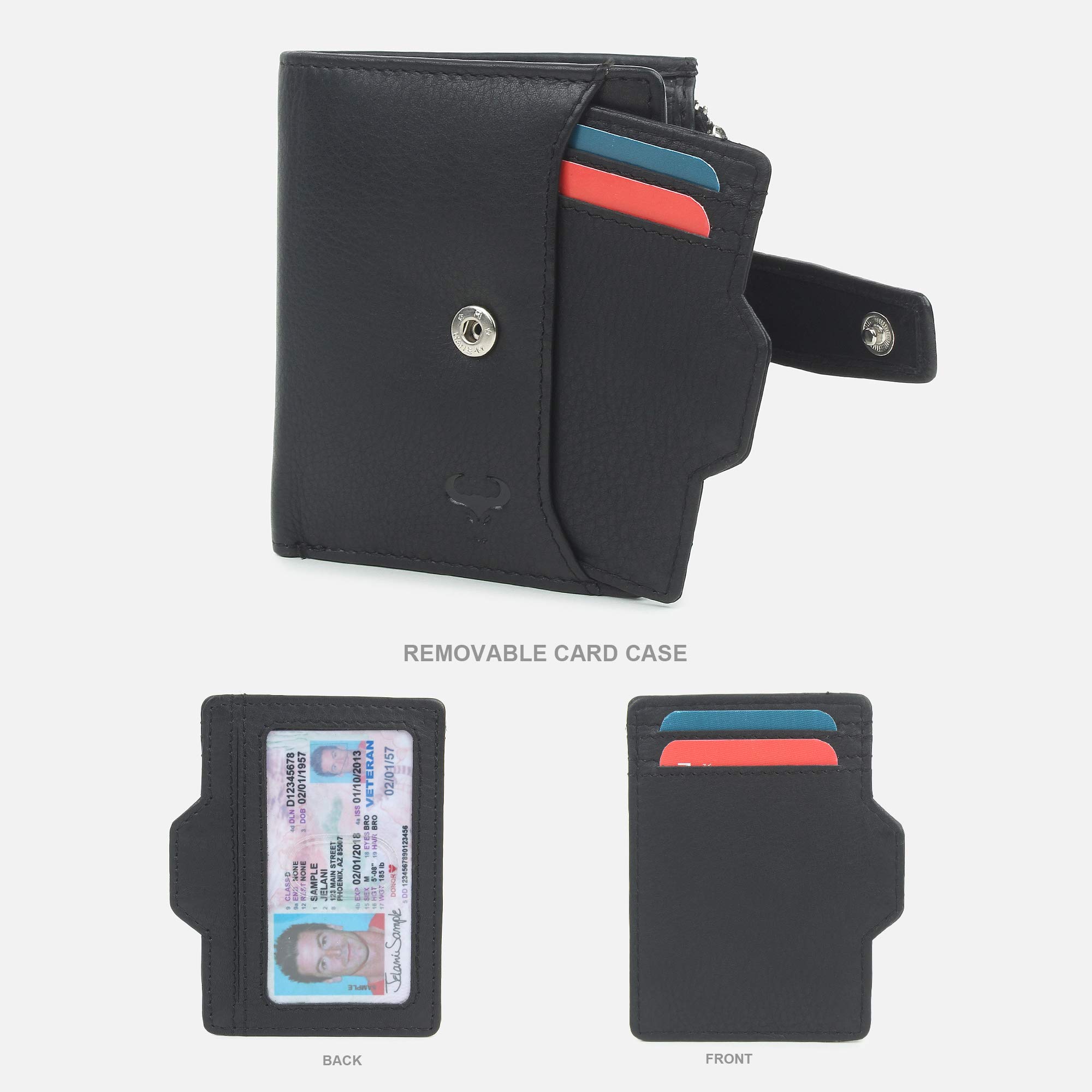 ALPHAHIDE Genuine Leather Compact Bifold Wallet for Women - RFID Blocking Ladies Wallet - Removable ID/Credit Card Case - Credit Card holder with Zipper Coin Pocket - Gift Boxed