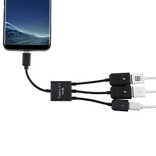 Leya-US Spare Part Portable USB-C/Type-C Male to Dual USB Ports Female + Micro USB Female Mini Cable Hub Splitter Adapter