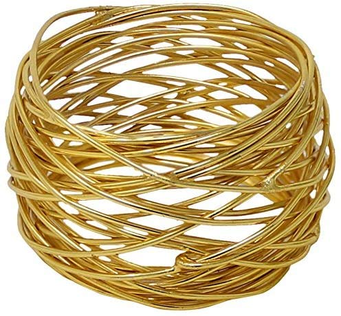 ARN CRAFTS Golden Round Mesh Napkin Rings- Set of 12 for Weddings Dinner Parties or Every Day Use …CW-6-12