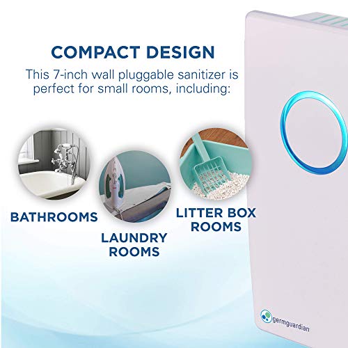germguardian Germ Guardian Technologies Pluggable UV-C Sanitizer, Deodorizer, Kills Germs, Freshens Air and Reduces Odors from Pets, Smoke, Mold, Cooking and Laundry (2, Crystal White) (GG1100W2PK)