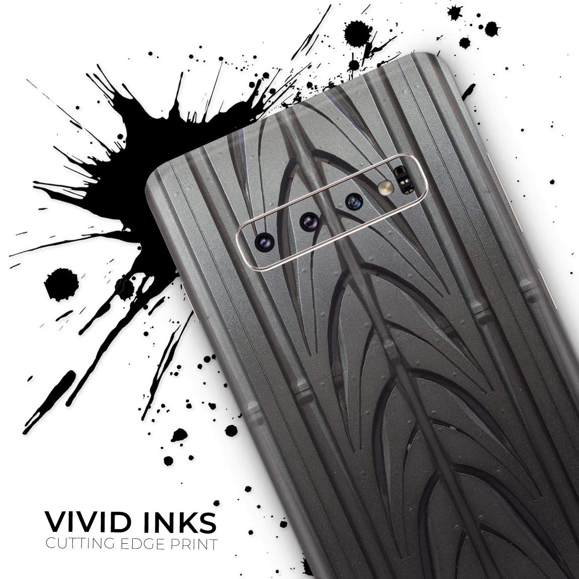 DesignSkinz Shiny Black Tire Tread Protective Vinyl Decal Wrap Skin Cover Compatible with The Samsung Galaxy S20 (Screen Trim & Back Glass Skin)