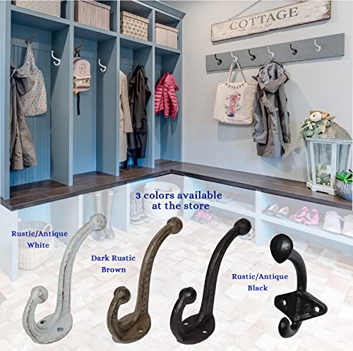 Antique Rustic Black Cast Iron Hooks,Antique Old Shabby Chic Cast Iron Hooks, Wall Mounted Hooks (Set of5 ) Ymaiss Vintage Inspired Coats Towel Hook Robe Hook