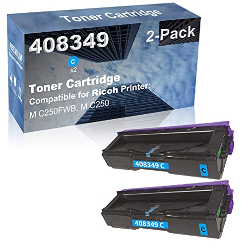 2-Pack (Cyan) Compatible High Capacity 408349 Toner Cartridge Used for Ricoh M C250FWB, M C250 Printer