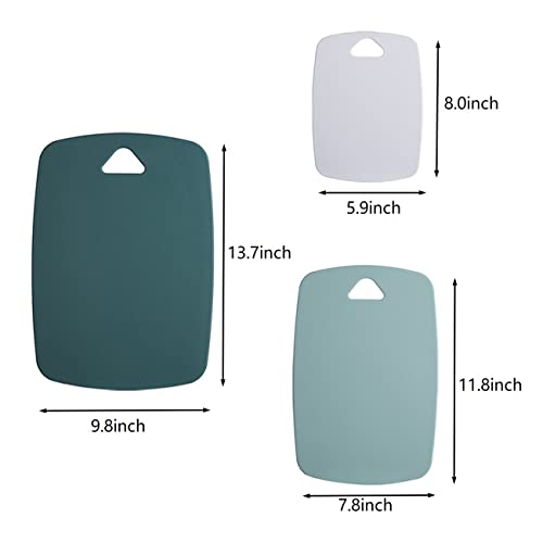 Cutting Boards for Kitchen,Plastic Cutting Board Set of 3, Thick Chopping Boards for Meat, Veggies, Fruits, with Easy Grip Handle,Dishwasher Safe (Green, 3Pcs)
