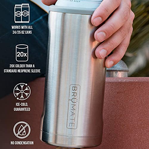 BrüMate Hopsulator Juggernaut Can Cooler Insulated for 24oz / 25oz Cans | Can Coozie Insulated Stainless Steel Drink Holder for Beer, Tea, and Energy Drinks (Matte Black)