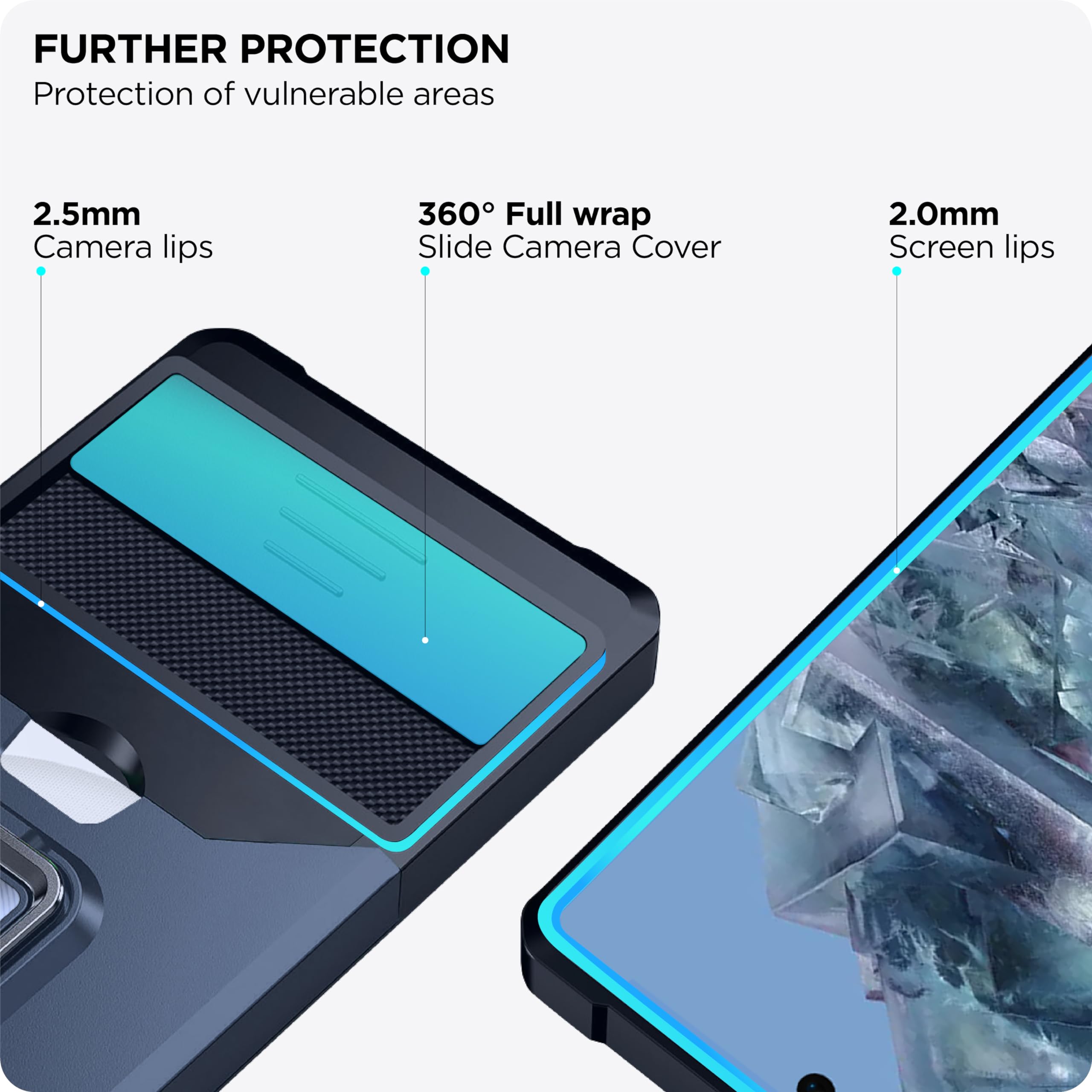 ππππ π‘ππͺ Google Pixel 8 Pro Case with Slide Camera Cover and Card Holder - Wireless Charging Compatible Pixel 8 Pro Wallet Case with Magnetic Kickstand (Blue)