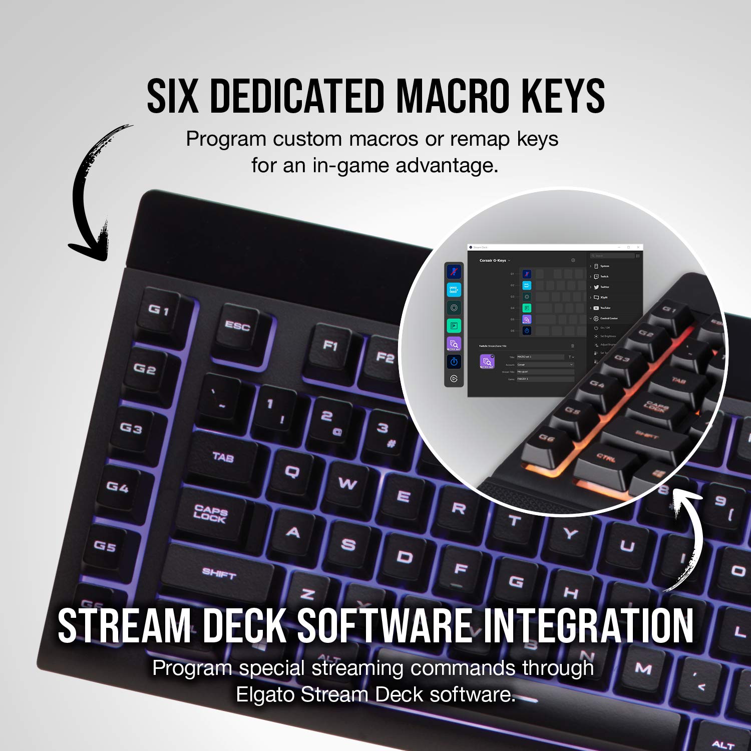 Corsair K55 RGB Gaming Keyboard - Quiet & Satisfying LED Backlit Keys - Media Controls - Wrist Rest Included - Onboard Macro Recording (Renewed)