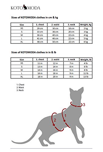 Kotomoda Sphynx Cat's Turtleneck Maxi InRed Naked Cat Hairless Cat Clothes (M)