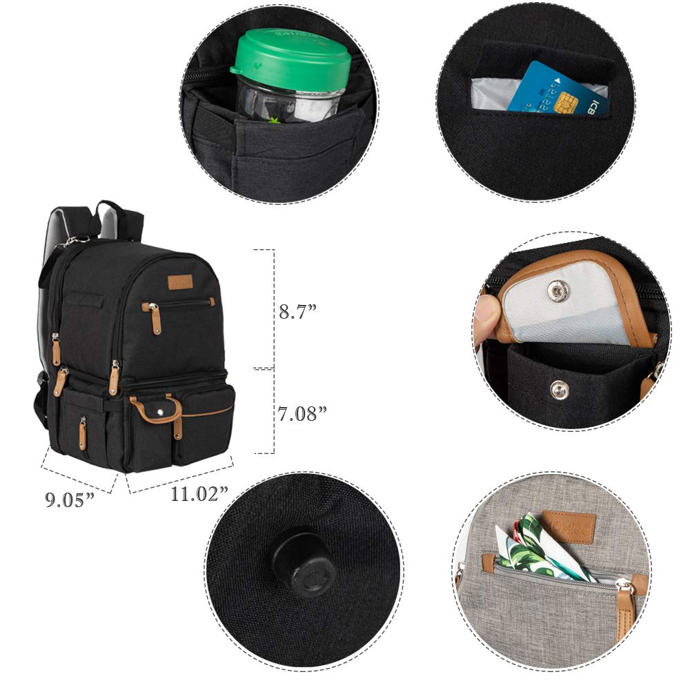 MOMIGO Breast Pump Backpack - Cooler and Moistureproof Bag Double Layer for Mother Outdoor Working Backpack with 13 Inch Laptop Compartment Fit Most Breast Pumps(Black)