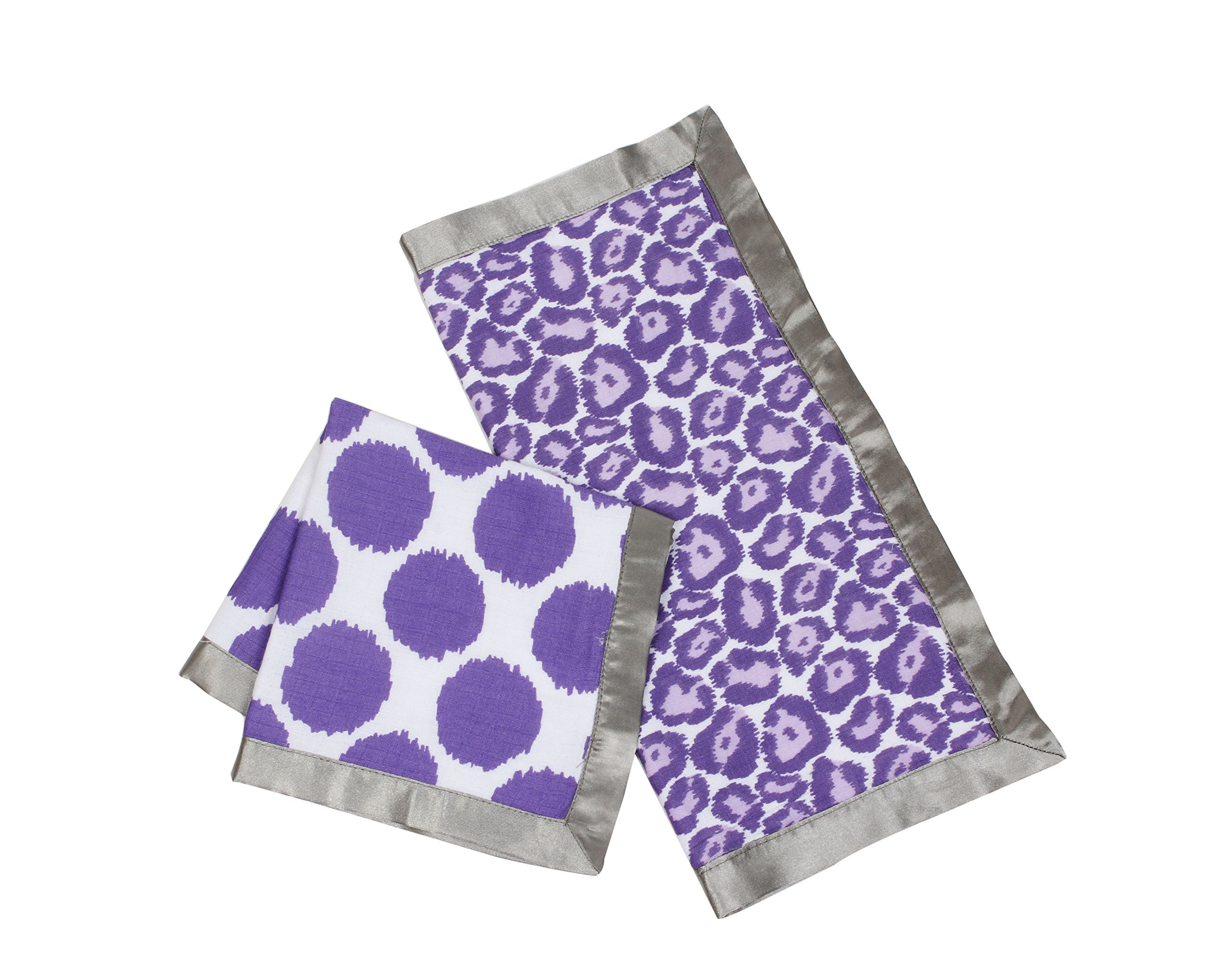 Bacati - Ikat Muslin 2 Pc Security Blankets (Grey/Purple)