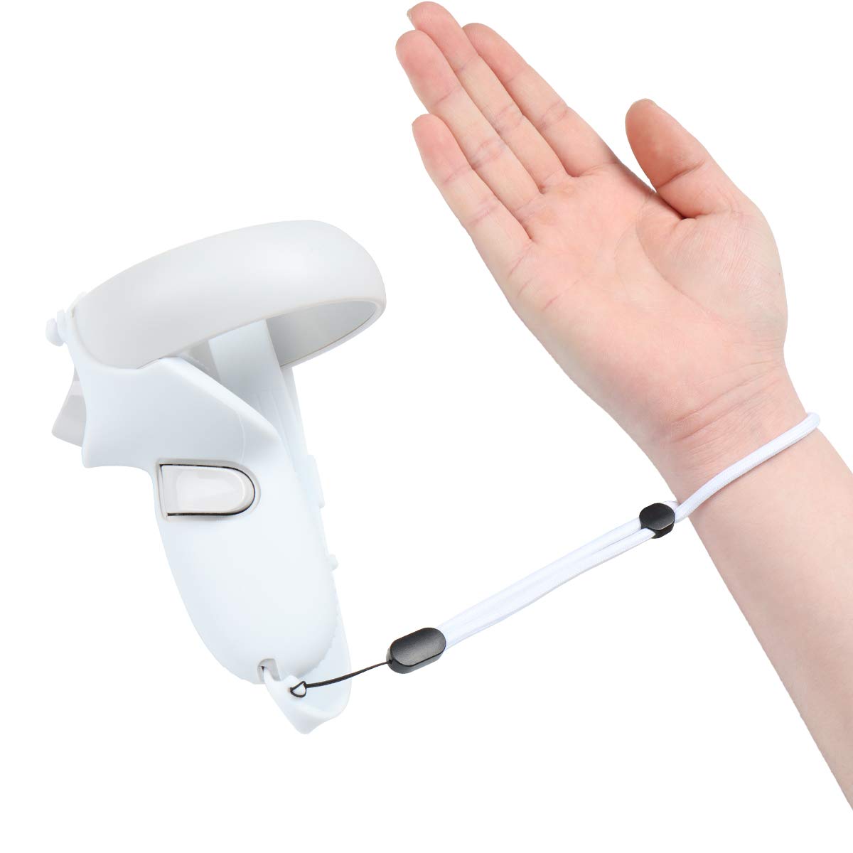 2021 Newest Soft Silicone Controller Skin Grip Cover Protector for Oculus Quest 2 with Paddy Backhand Strap No More Controllers Flying Out - Quest 2 Accessories by X-super Home (Quest 2, White)