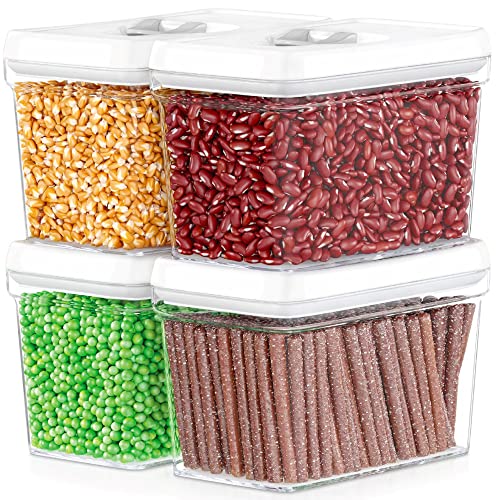 DWËLLZA KITCHEN Airtight Food Storage Containers - Pantry Snacks Kitchen Container, Baking Supplies, 4LB Sugar & Flour Canister - 4 Pc Set All Same Size - Clear Plastic BPA-Free - Keeps Fresh & Dry