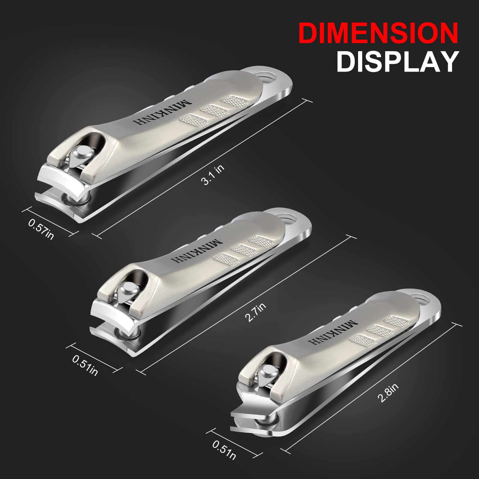 3 Pack Nail Clippers Set- Stainless Steel Fingernail & Toenail Clippers, Sharp Nail Clippers for Thick Nails or Ingrown Nails, Personal Pedicure Kit for Women and Man Gold