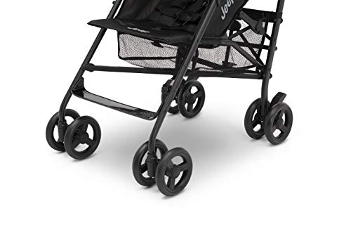 Jeep PowerGlyde Plus Stroller by Delta Children - Lightweight Travel Stroller with Smoothest Ride, Aluminum Frame, 4-Position Recline, Extra Large Storage Basket, Black