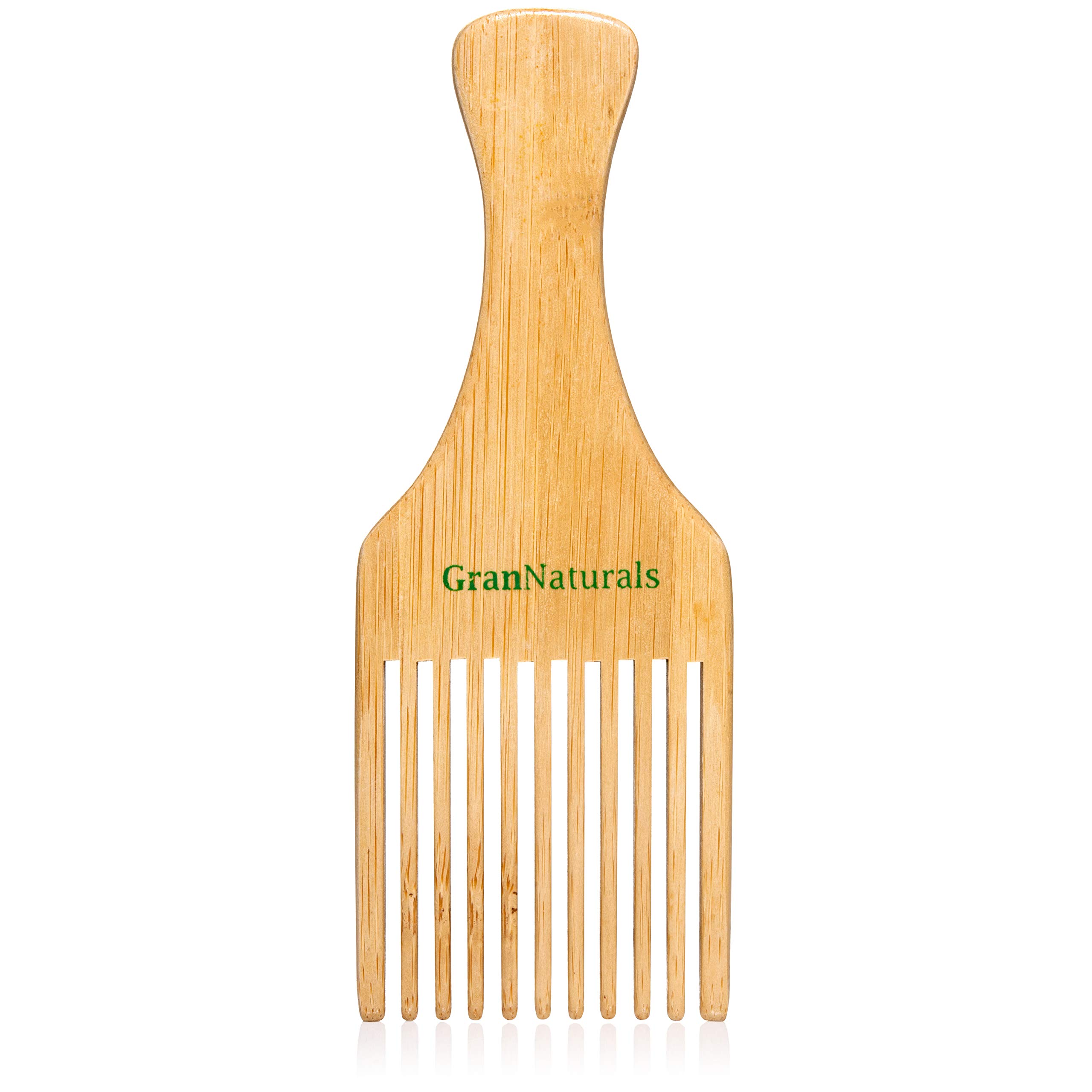 GranNaturals Wooden Comb & Hair Pick - Natural Wood Volumizing & Styling Tool for Thick, Coarse, Curly Hair - Non-Static Comb for Afro & Beard - Long Tooth Detangling Accessories for Men & Women