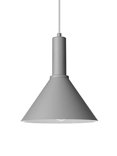 Globe Electric 61017 1-Light Plug-in Pendant, Soft Matte Gray. Designer Gray Fabric Cord, Bulb Included