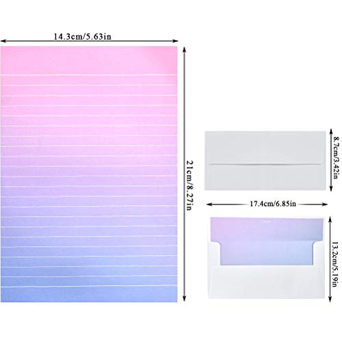 QLOUNI 72 Pack Colorful Stationery Paper, Stationery Paper and Envelopes Set - (48 Stationery Paper + 24 Envelopes) Letter Set for Writing Poems Lyrics Wedding Invitations