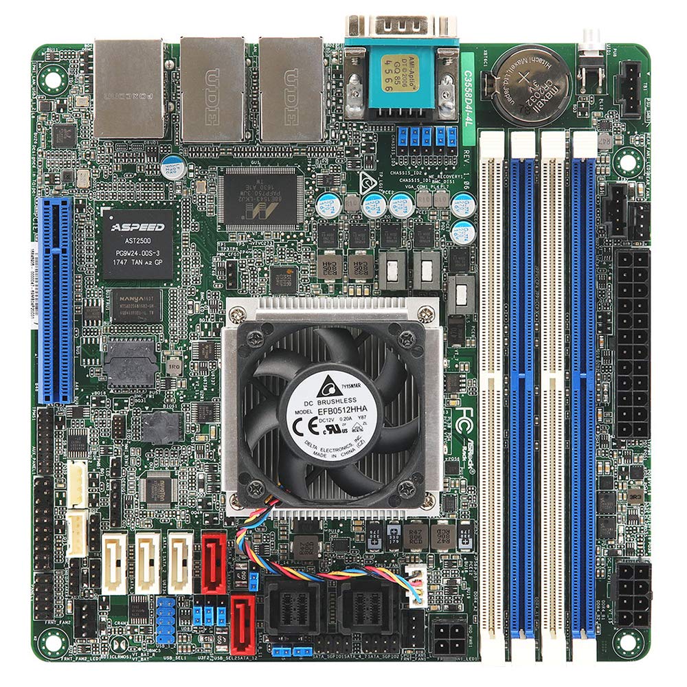 ASRock Rack C3558D4I-4L Atom C3558 Mini ITX Motherboard w/Quad GbE LAN, IPMI, 13 x SATA Connectors