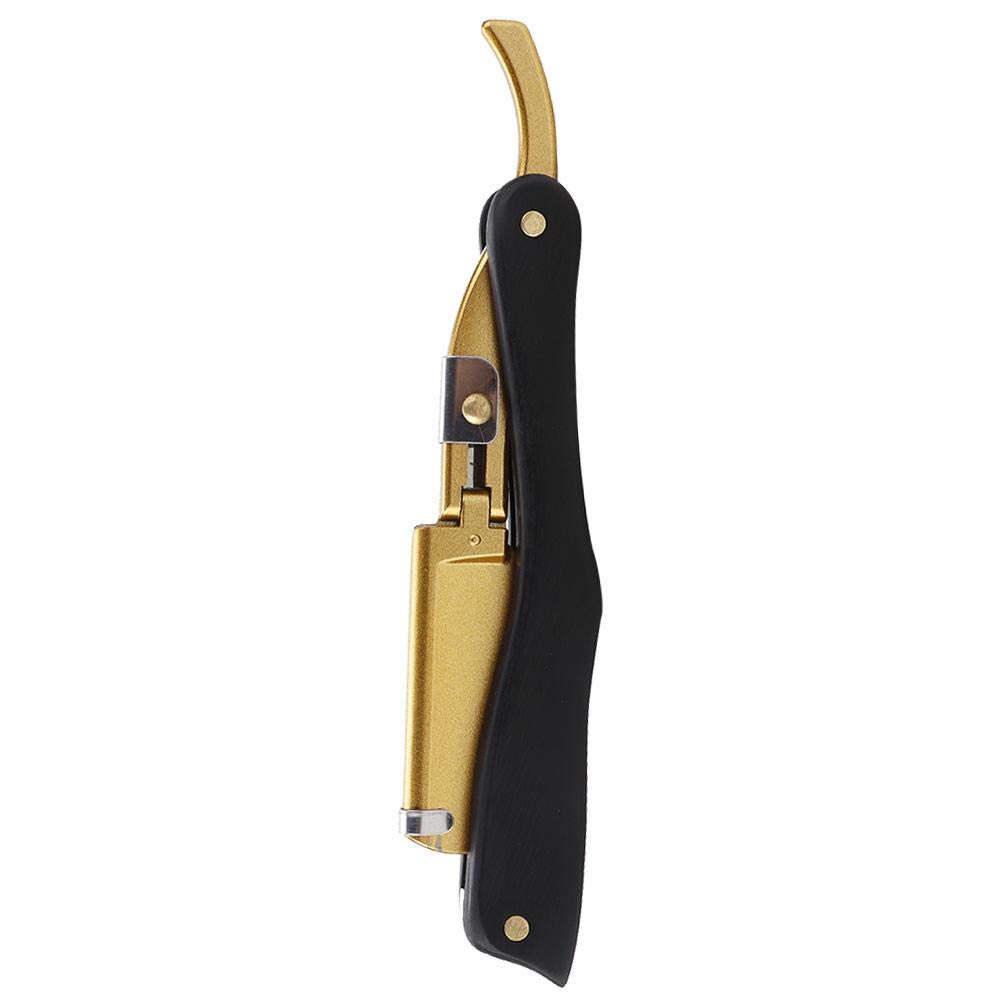 Lightweight Wooden Handle Straight Barber Razor, Classic Multi-Functional Barber Shaver, for Hair Salon Baber Shop(black)