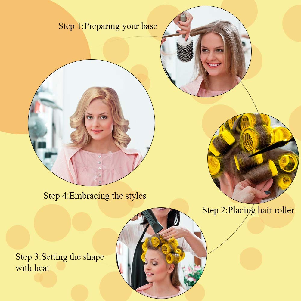 Jumbo Size Hair Roller sets, Self Grip, Salon Dressing Curlers, 3 Inch 18 Packs (6XJUMBO+6XLARGE+6XMEDUIEM)