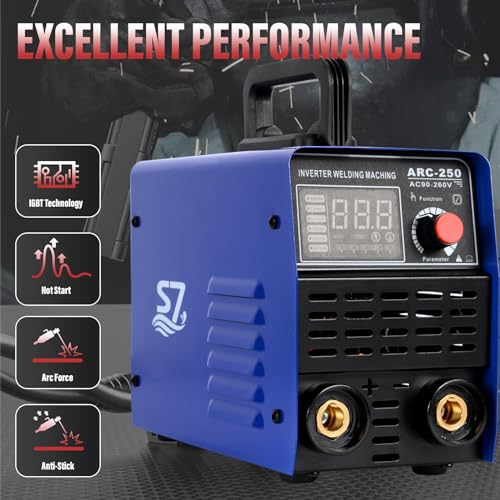 250A 110/220V Welder,ARC/Lift TIG Welding Machine with Synergic Control, IGBT Inverter,Hot Start, Arc Force and Anti-Stick