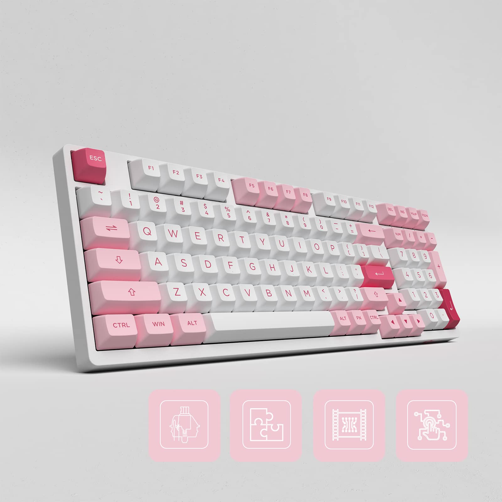 Akko Prunus Lannesiana 3098 98-Key RGB Hot-swappable Mechanical Gaming Keyboard, 2.4G Wireless/Bluetooth/Wired with PBT Double-Shot Keycaps for Mac & Win (3098B, Jelly Blue Switches)