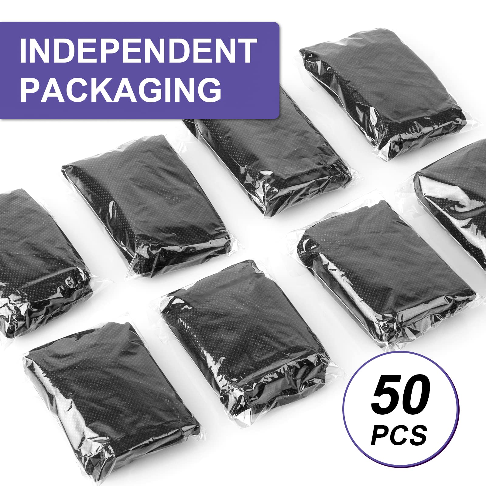JUNFAN 50 Pack Womens Disposable Vacation Bra Strapless Underwear Individually Wrapped General Size for Beauty Salon, SPA, Spray Tanning Black