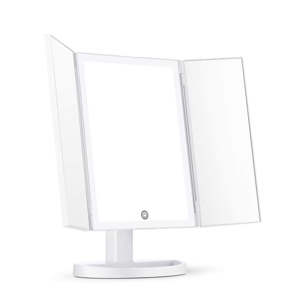 LIMEI-ZEN Lighted Mirror Countertop Creative Led Makeup Mirror Desktop with Light Beauty Mirror Hollywood Style Lighted Makeup Mirror (Color : White, Size : 240x150x370mm) Mirrors