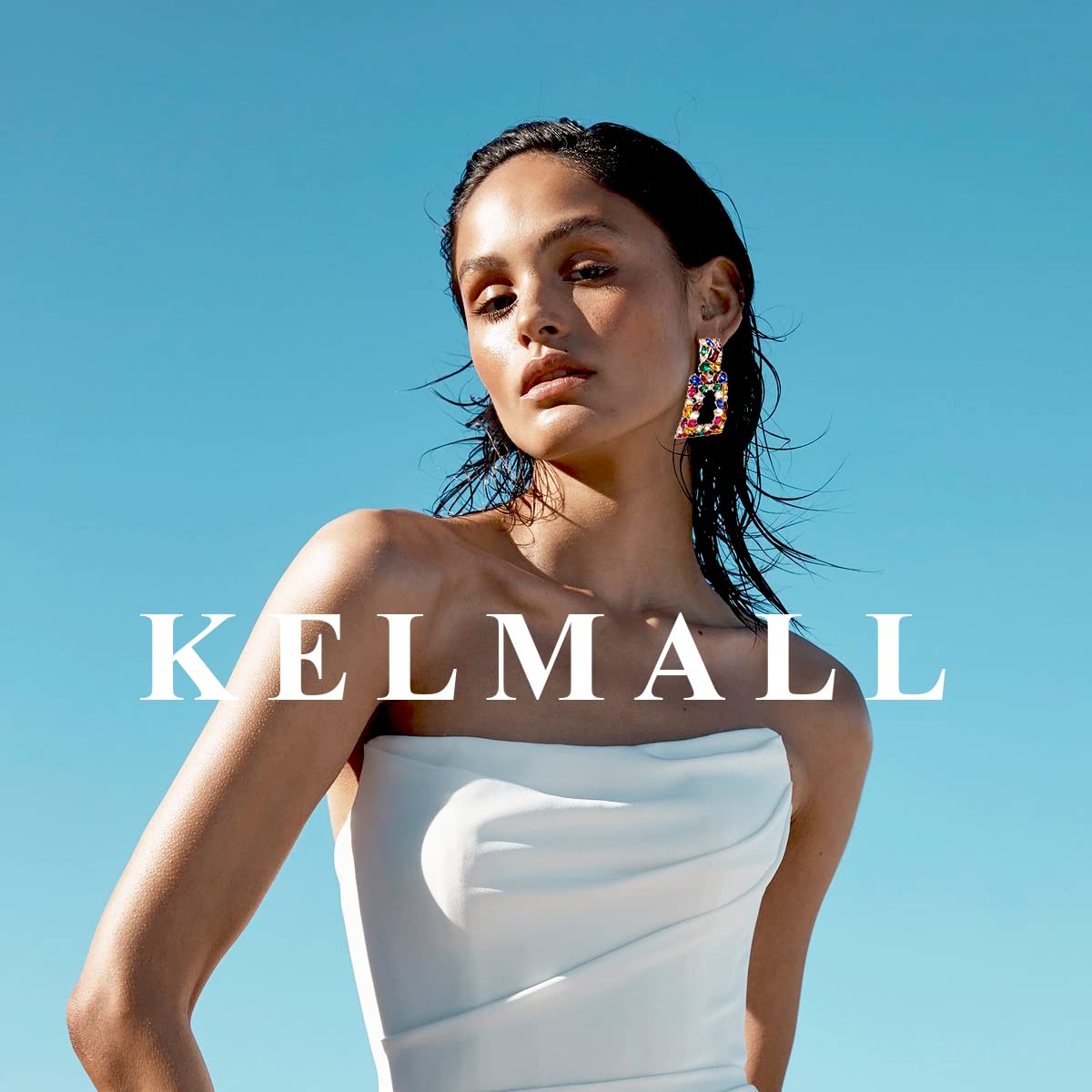 3 Pairs Rhinestone Rectangle Earrings, Crystal Geometric Statement Earrings for Women KELMALL COLLECTION