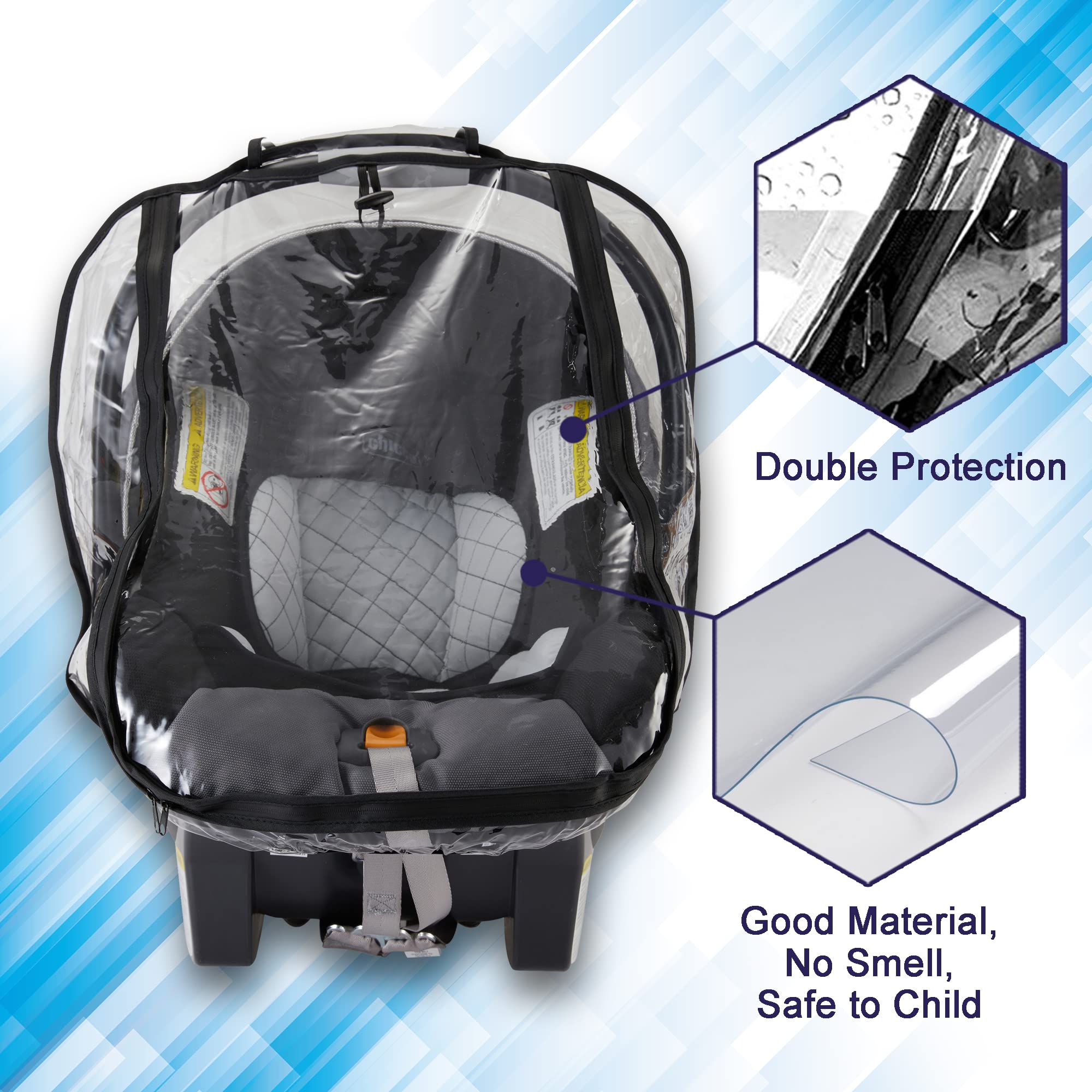 Baby & Beyond's Car Seat Rain Cover, Universal Car Seat Rain and Weather Shield, Raincover Features Quick-Access Zipper Door and Side Ventilation
