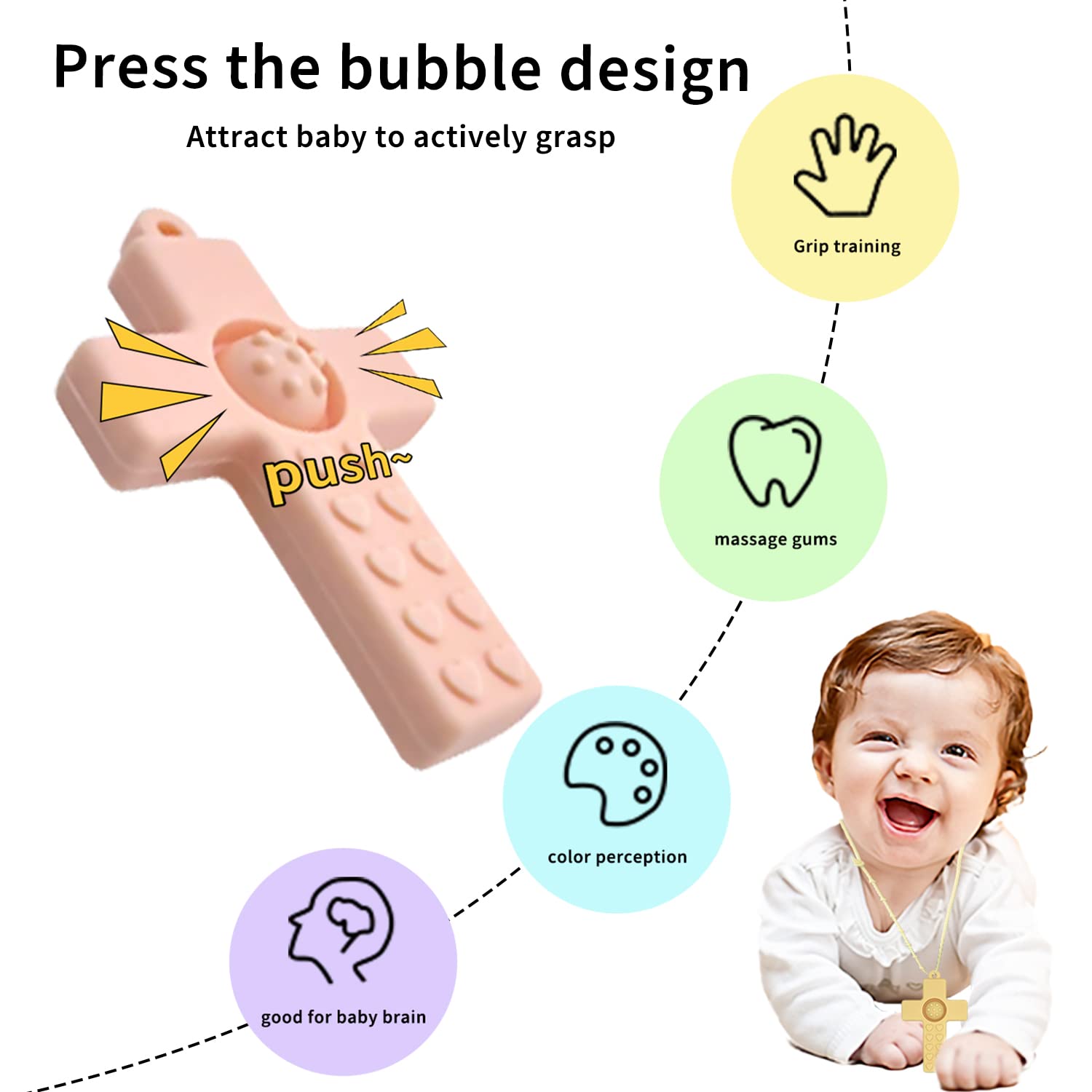 3 Pack Silicone Baby Teether Toy Infant Teething Toy Teething Relief Pacifier Baby Molar Teether Soothe Babies Sore Gums Chew Toys