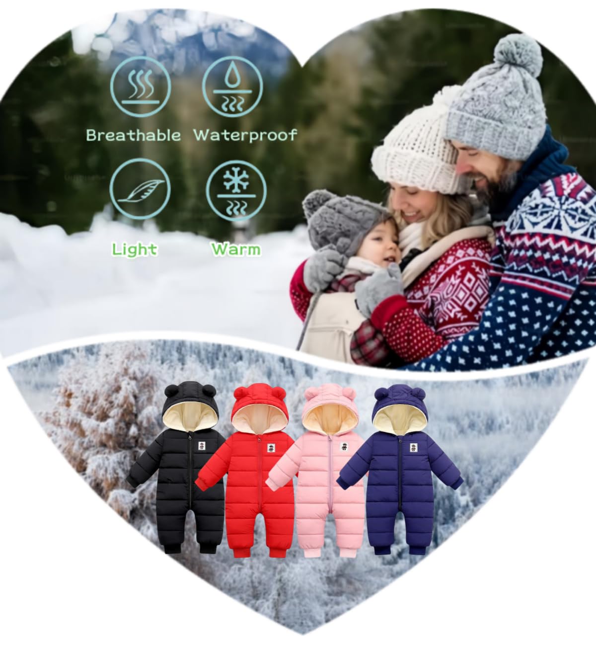 Ohrwurm Hooded Puffer Jumpsuit for Baby Boys Girls Long Sleeve Winter Romper Warm Snowsuit Coat Down Jacket 0-6 Months Black