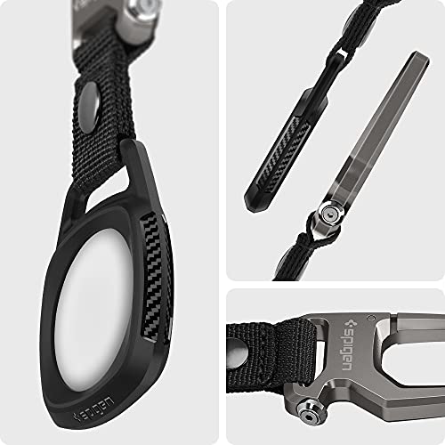 Spigen Rugged Armor Compatible with Apple AirTag Case Cover AirTag Holder Designed for AirTag Keychain Ring (2021) - Matte Black