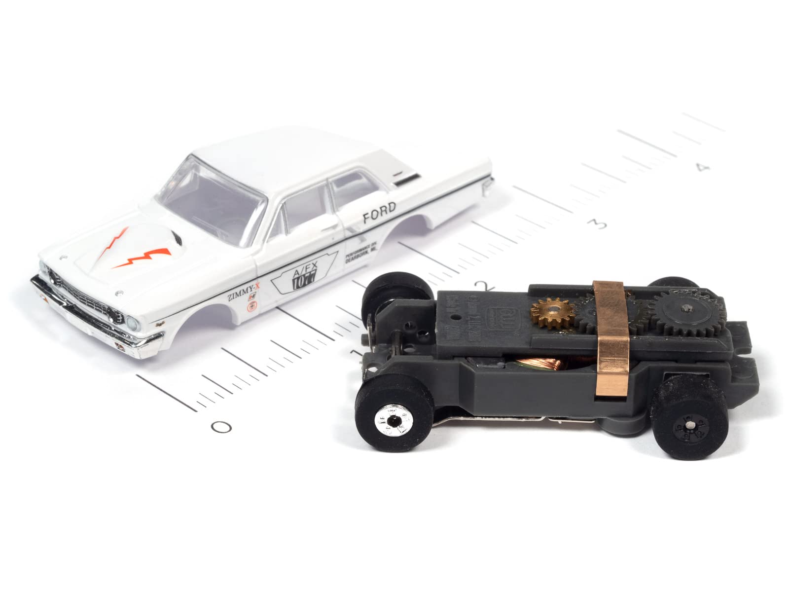 Auto World Thunderjet Cars N Coffee 1964 Ford Thunderbolt (White) HO Scale Slot Car