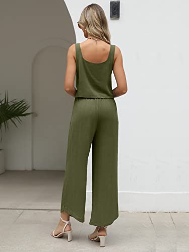 AUTOMET Summer Vacation Outfits 2 Two Piece Matching Sets for Women 2023 Casual Comfy Spring Fashion Clothes Linen Dressy Jumpsuits