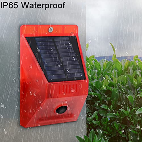 Aolyty Solar Warning Light with Motion Detector Remote Control, IP65 Waterproof Solar Alarm Light 4 Work Modes 129db Sound Security Siren Light for Home, Farm, Barn, Villa, Yard, Hacienda