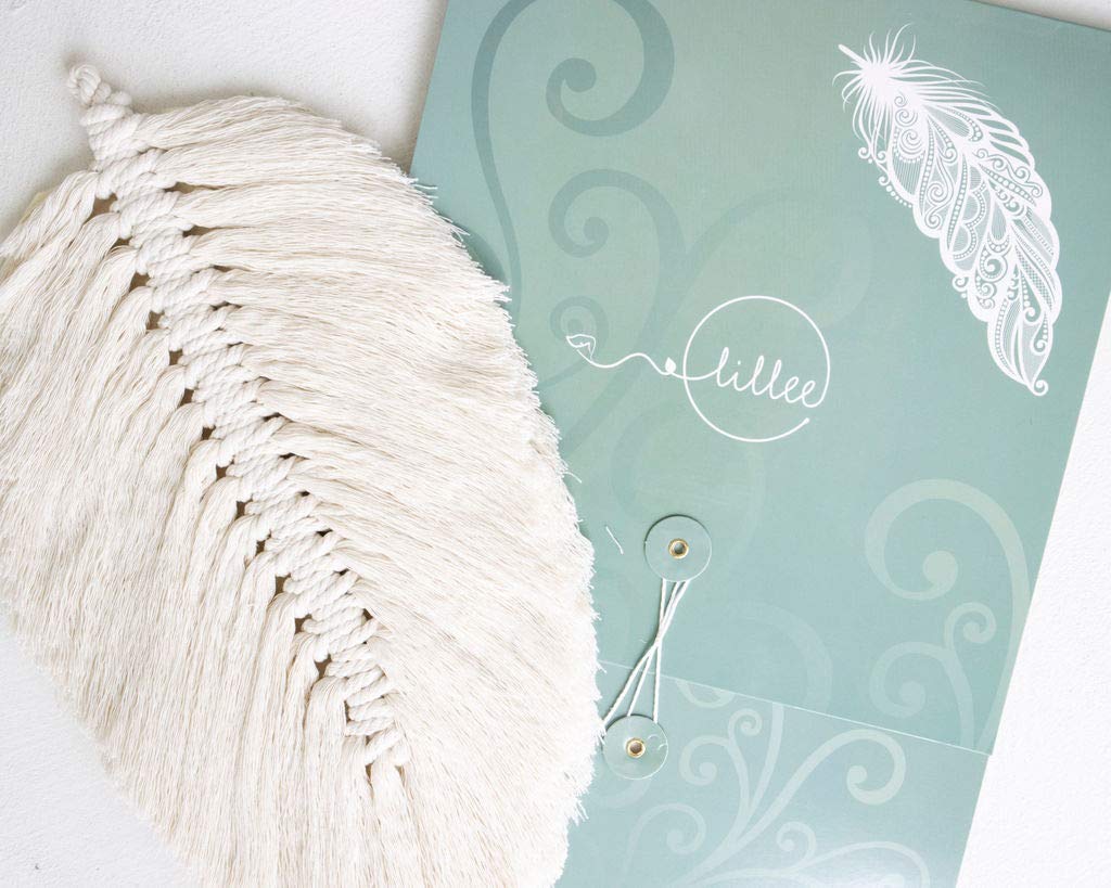 Macramé Wall Hanging Leaf Feather | Wall Décor Boho Modern Décor | Large Macramé Feather 18" x 9" Room Décor for Girls Bedroom Nursery Bohemian Décor