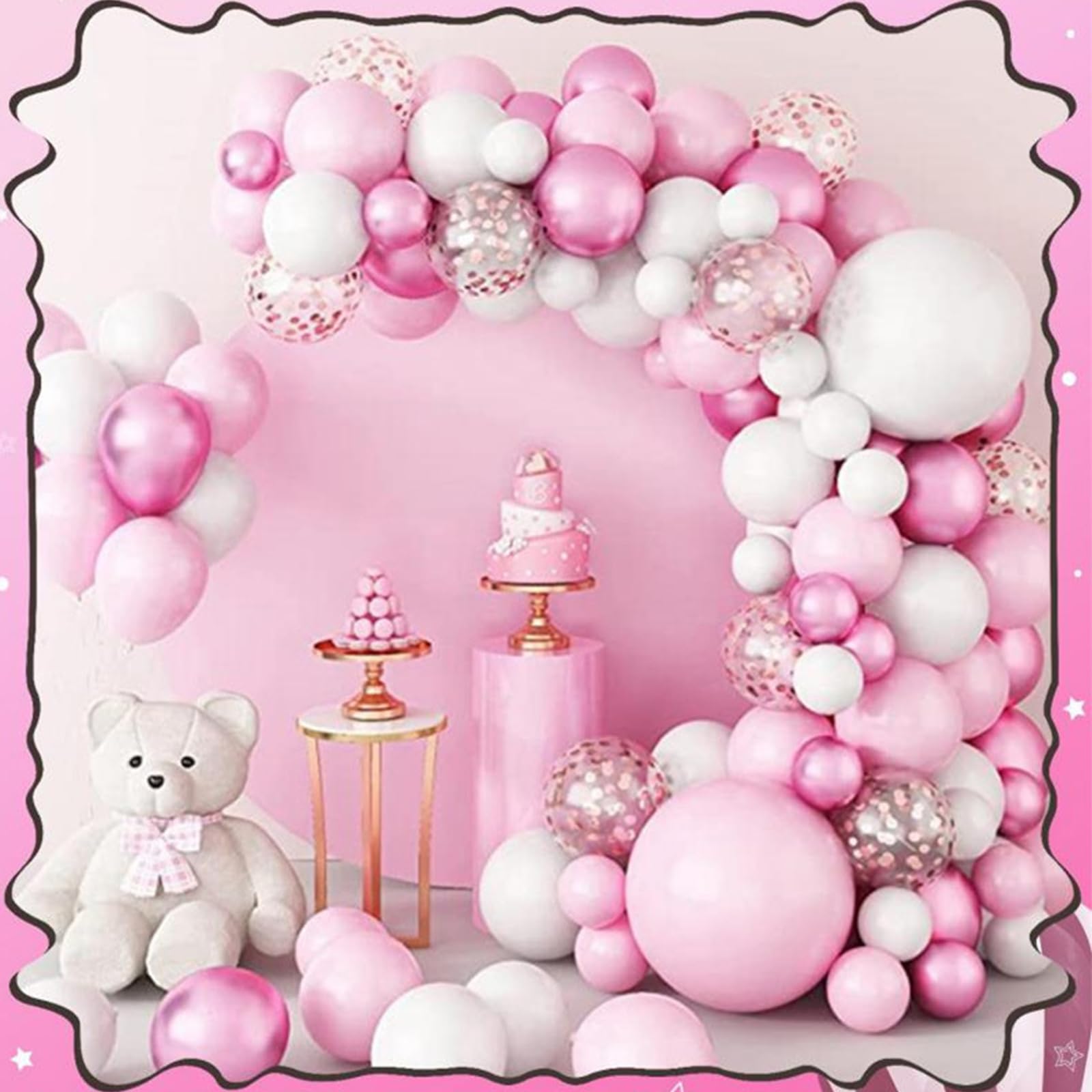 31MIGI 8.2ft & 5ft Balloon Arch Kit Free Bending Shape Deformation Balloon Column Stand Half Arch Balloon Stand with Base Balloon Arch Frame for Wedding Baby Shower Birthday Decoration