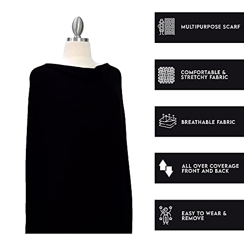 Covered Goods-Nursing Covers for Women, Multipurpose Scarf for Breastfeeding, Baby Carrier Cover and Styling Cloth with Unique Patterns(Black)