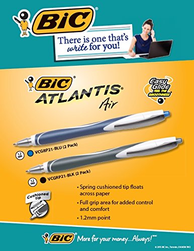 BIC America Atlantis Easy Glide Retractable Ballpoint Pens VCGRP21-BLK