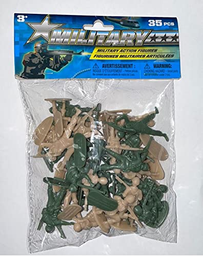 Army Men Action Figures - Green/Tan - 35 pcs