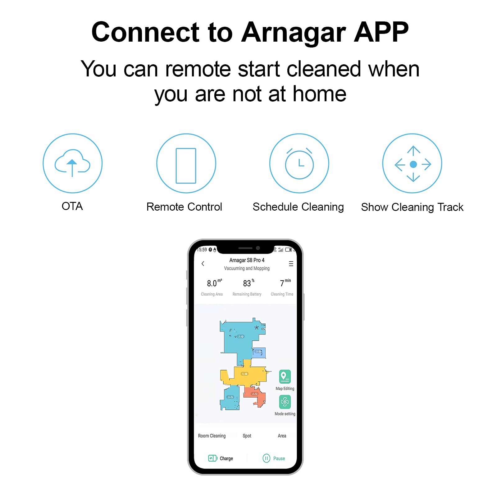 Arnagar Robot Vacuum, 2022 Newest Robot Vacuum and Mop Combo, Strong Suction, 220 Mins Runtime, Compatible with Alexa, Ideal for Pet Hair (S8-pro)