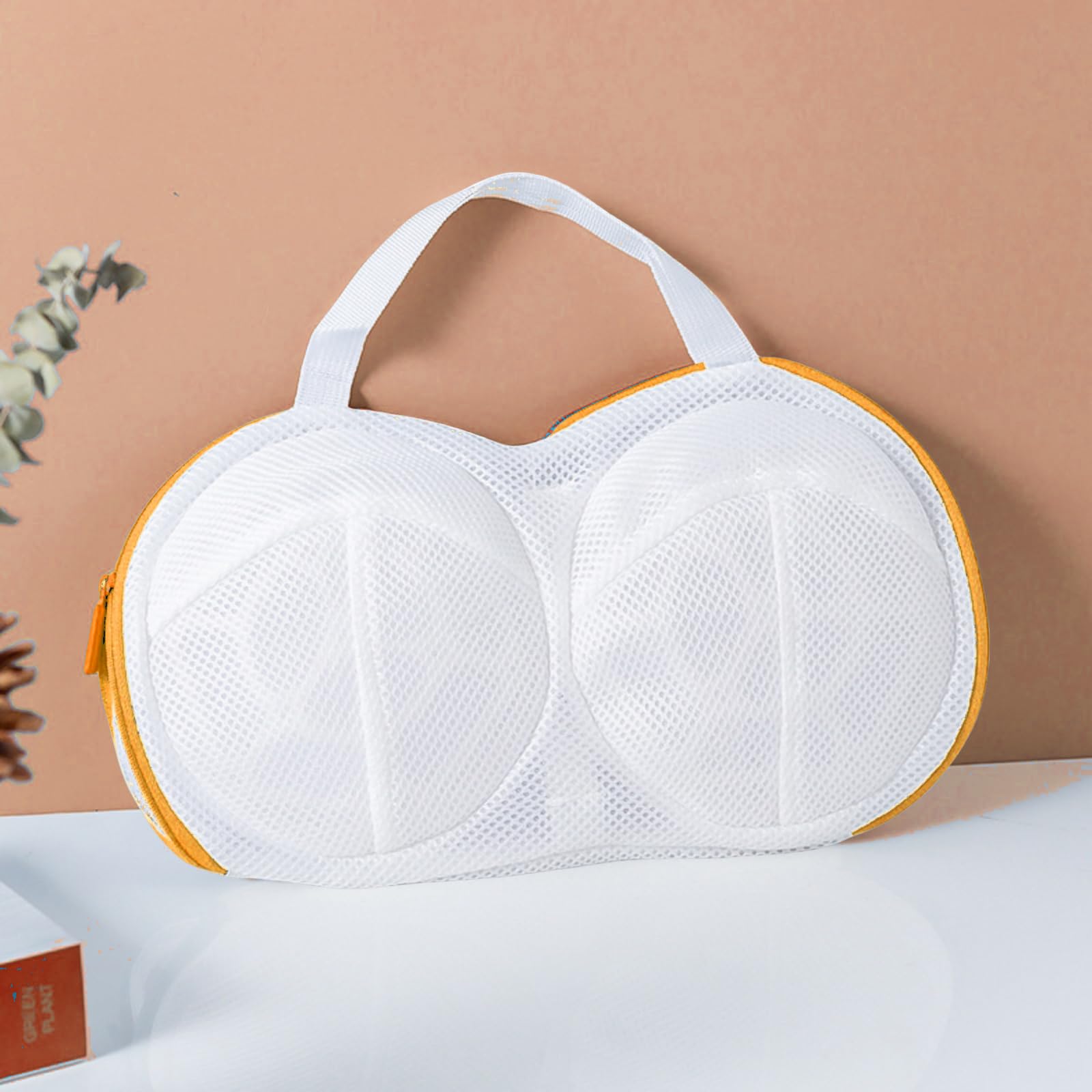 3Pcs Bra Wash Bags for Laundry Lingerie Underwear Brassiere Bag Set for Washing Machine With Zipper Women Delicates Yellow (A to C Cup)