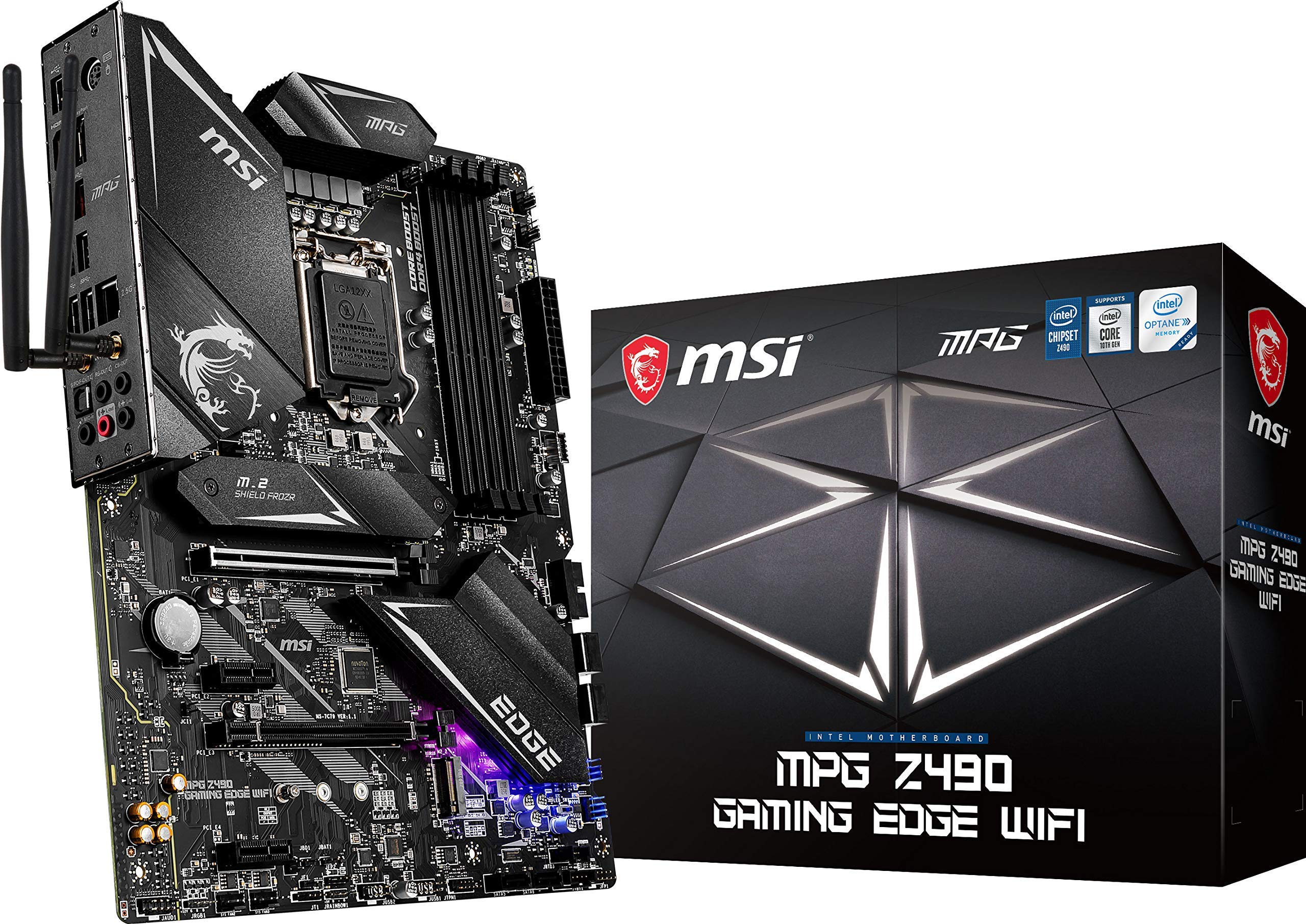 MSI MPG Z490 Gaming Edge WiFi ATX Gaming Motherboard (10th Gen Intel Core, LGA 1200 Socket, DDR4, CF, Dual M.2 Slots, USB 3.2 Gen 2, Wi-Fi 6, DP/HDMI, Mystic Light RGB) (Renewed)