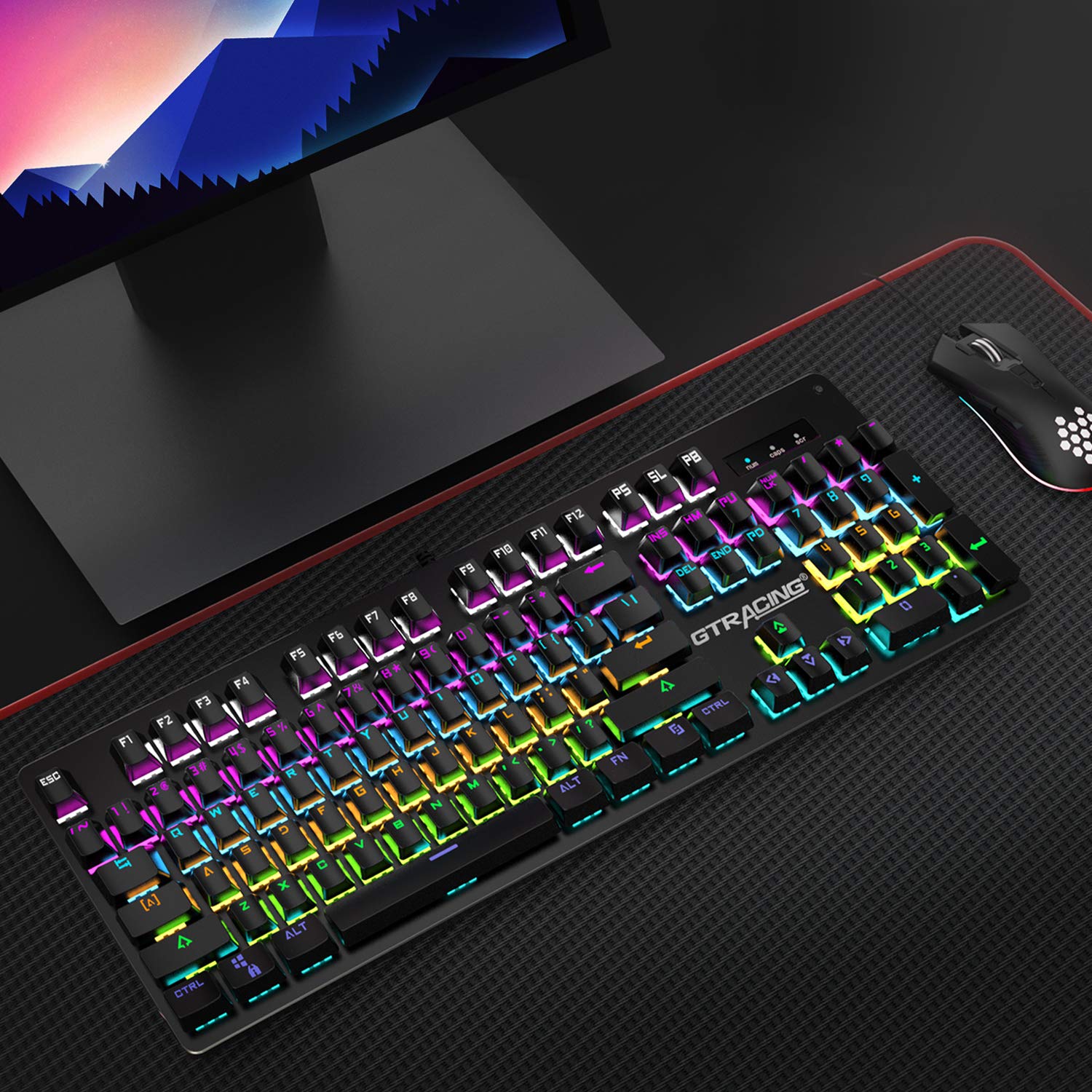 GTRACING Mechanical Keyboard, Wired Gaming Keyboard, Switch 104 Keys Rainbow Backlit Keyboard and 20 LED Lighting Effect for PC Computer Gamers (Silver)