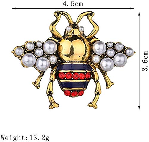 2 Pack Rhinestone Pearl Bee Brooch Pins Honey Bee Pendant/Brooch Fashion Crystal Insect Pins