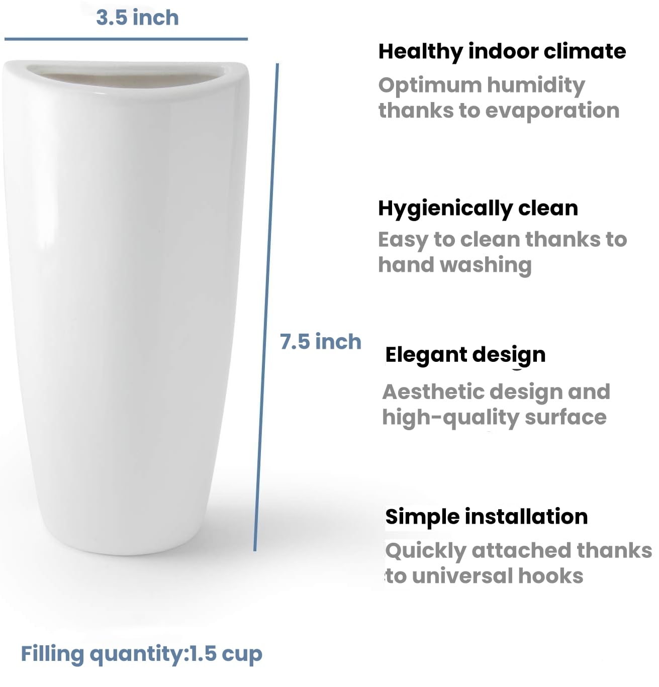 4 Pieces White Ceramic Radiator Hanging Humidifier Set,Controls Dry Air Moisture Humidity with Free Hanging S Hooks,Eco Friendly No Electricity Required, Easy to Clean (Ceramic White)