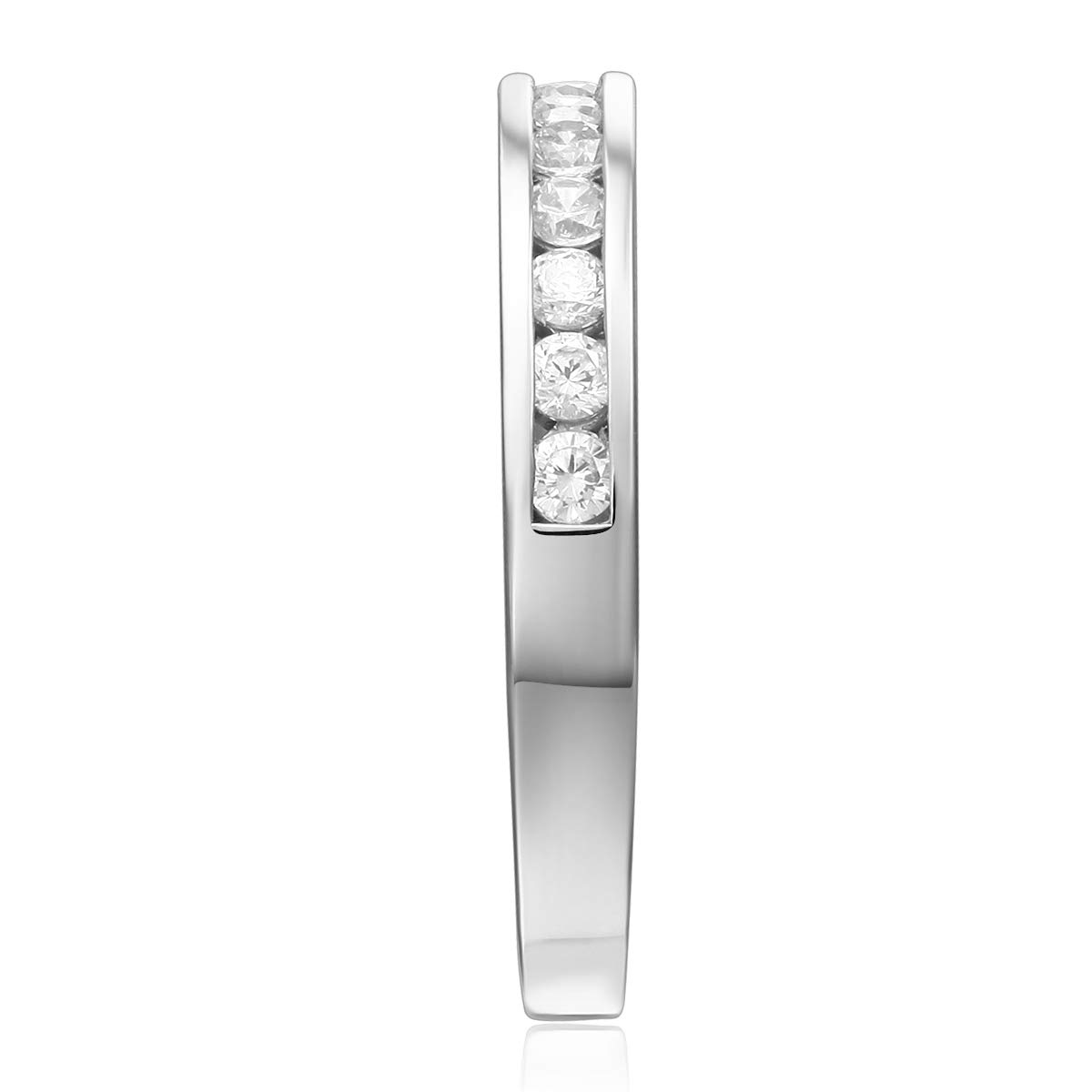 14k White Gold SOLID Channel Set Wedding Band - Size 7.5