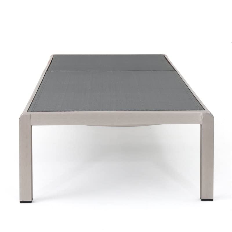 Christopher Knight Home Cape Coral Outdoor Mesh Chaise Lounges, 2-Pcs Set, Dark Grey / Silver