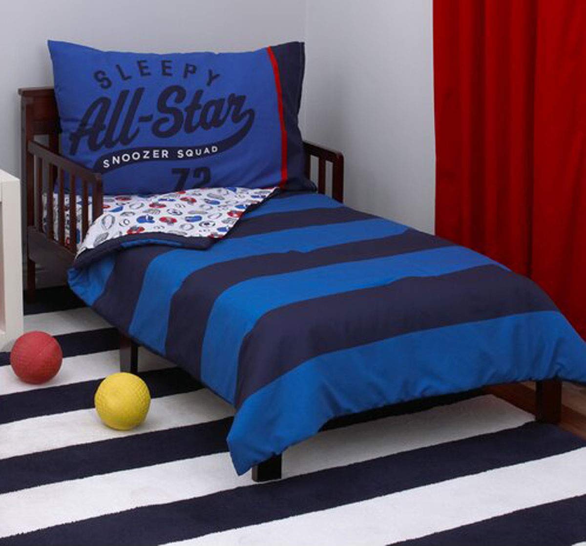 Carter's 4-Piece Toddler Set, Blue/White/Red All Star, 52" x 28"